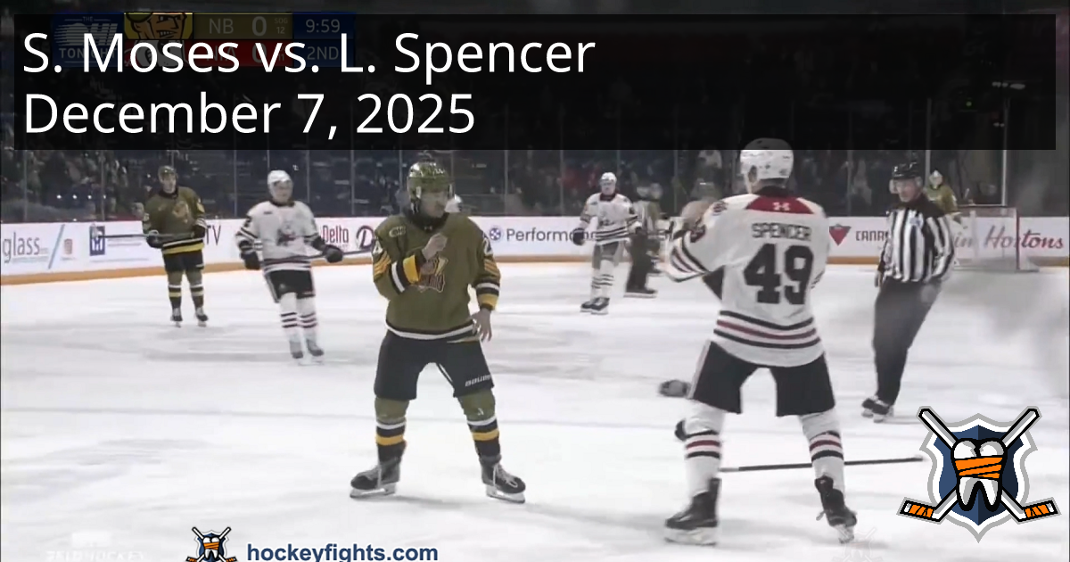Shamar Moses vs. Liam Spencer, December 7, 2025 - North Bay Battalion ...