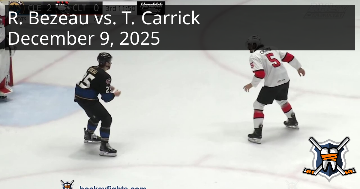 Riley Bezeau vs. Trevor Carrick, December 9, 2025 - Cleveland Monsters ...