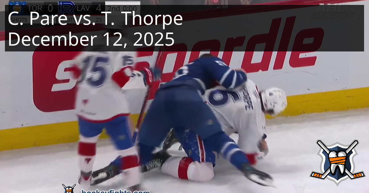 Cedric Pare vs. Tyler Thorpe, December 12, 2025 - Toronto Marlies vs ...