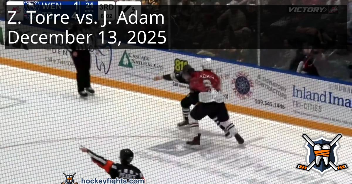 Zane Torre vs. Jaxen Adam, December 13, 2025 - Wenatchee Wild vs. Tri ...