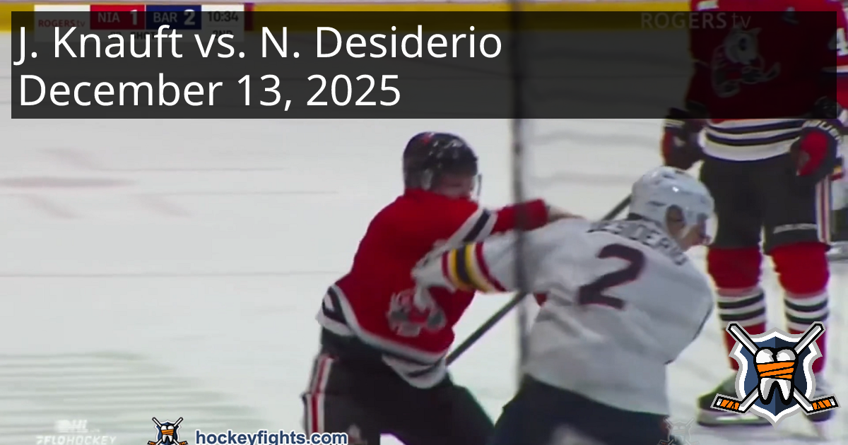 Judd Knauft vs. Nicholas Desiderio, December 13, 2025 - Niagara IceDogs ...