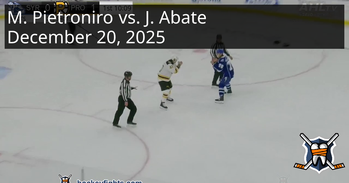 Matteo Pietroniro vs. Joseph Abate, December 20, 2025 - Syracuse Crunch ...