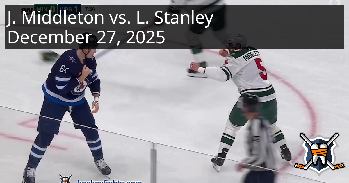 Jacob Middleton vs. Logan Stanley, December 27, 2025 - Minnesota Wild ...