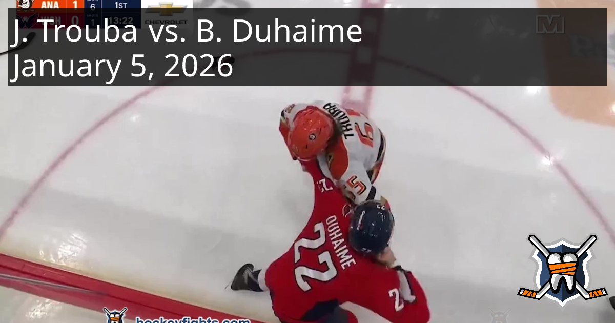 Jacob Trouba vs. Brandon Duhaime, January 5, 2026 - Anaheim Ducks vs ...