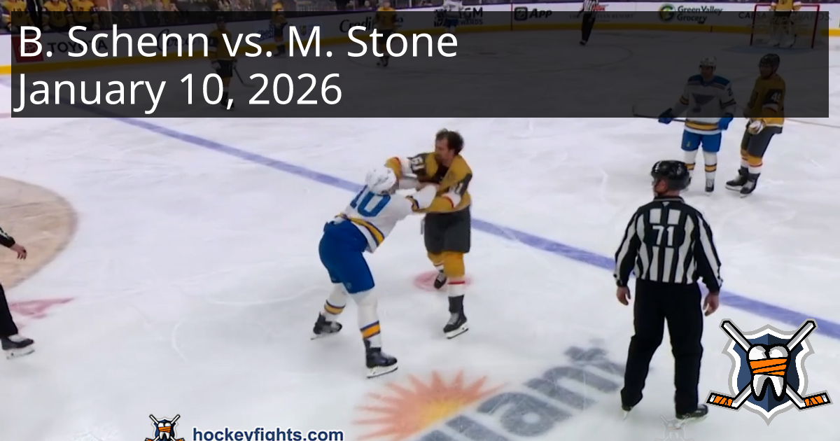 Brayden Schenn vs. Mark Stone, January 10, 2026 - St Louis Blues vs ...