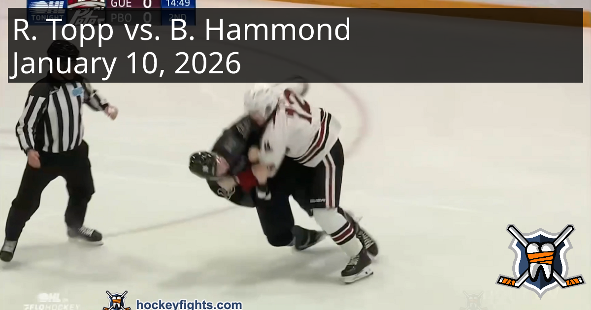 Rowan Topp vs. Brett Hammond, January 10, 2026 - Guelph Storm vs ...