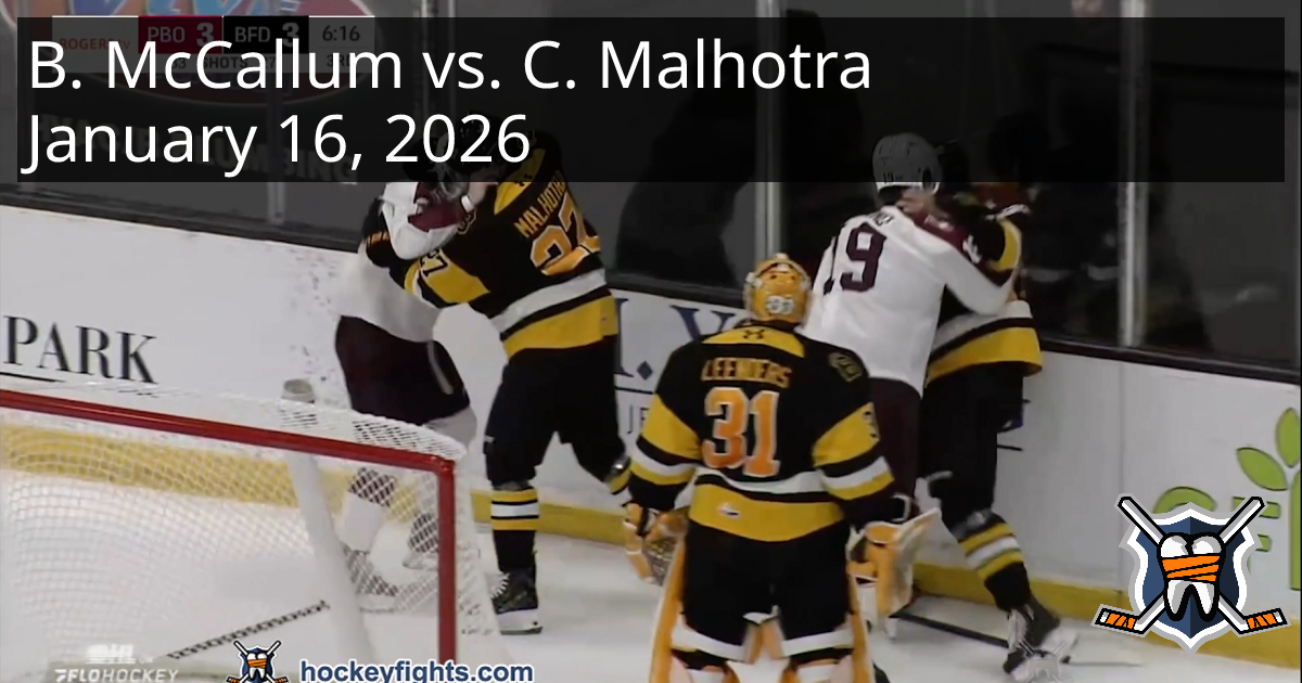 Braydon McCallum vs. Caleb Malhotra, January 16, 2026 - Peterborough ...
