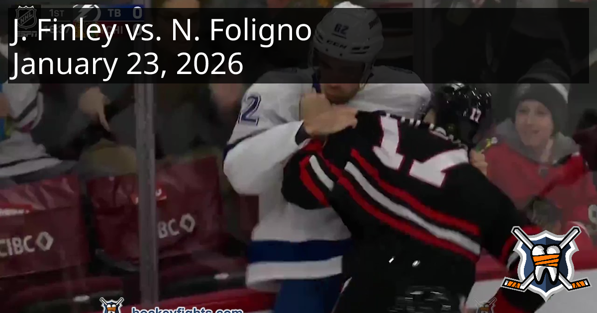 Jack Finley vs. Nick Foligno, January 23, 2026 - Tampa Bay Lightning vs ...