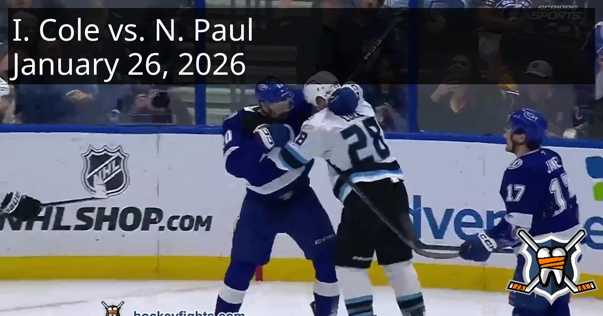 Ian Cole vs. Nick Paul, January 26, 2026 - Utah Mammoth vs. Tampa Bay ...