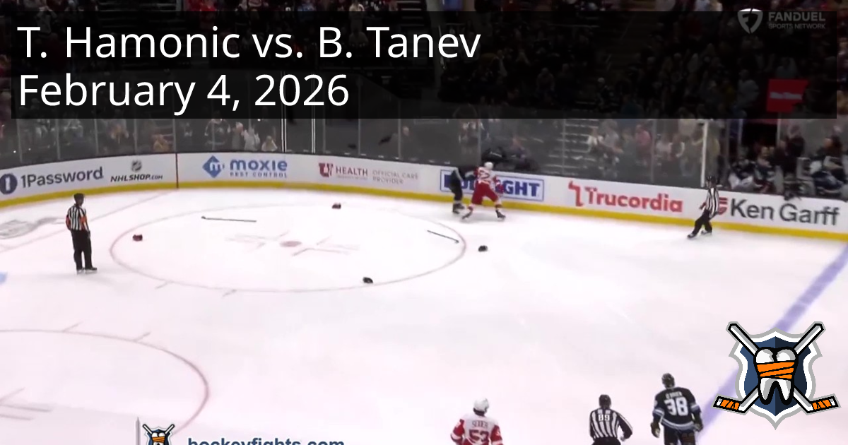 Travis Hamonic vs. Brandon Tanev, February 4, 2026 - Detroit Red Wings ...