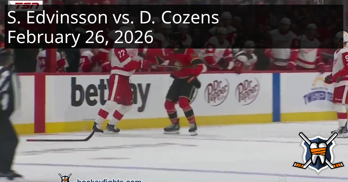Simon Edvinsson vs. Dylan Cozens, February 26, 2026 - Detroit Red Wings ...
