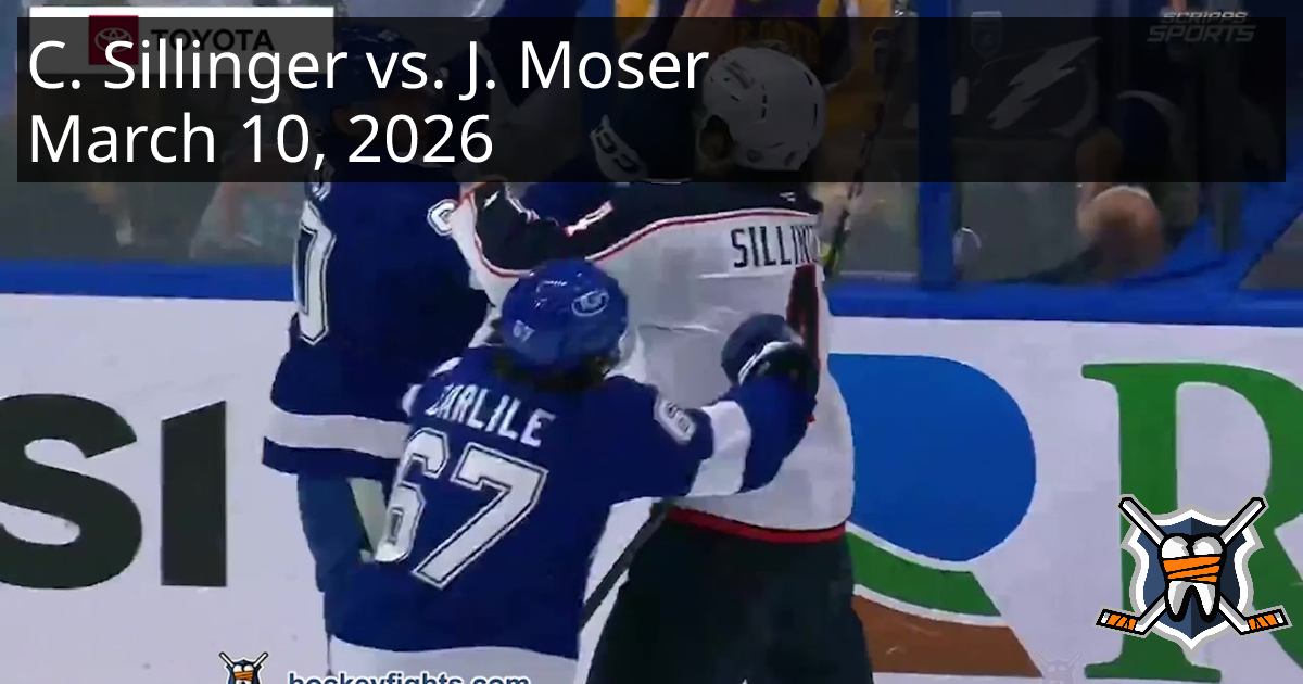 Cole Sillinger vs. J.J. Moser, March 10, 2026 - Columbus Blue Jackets ...