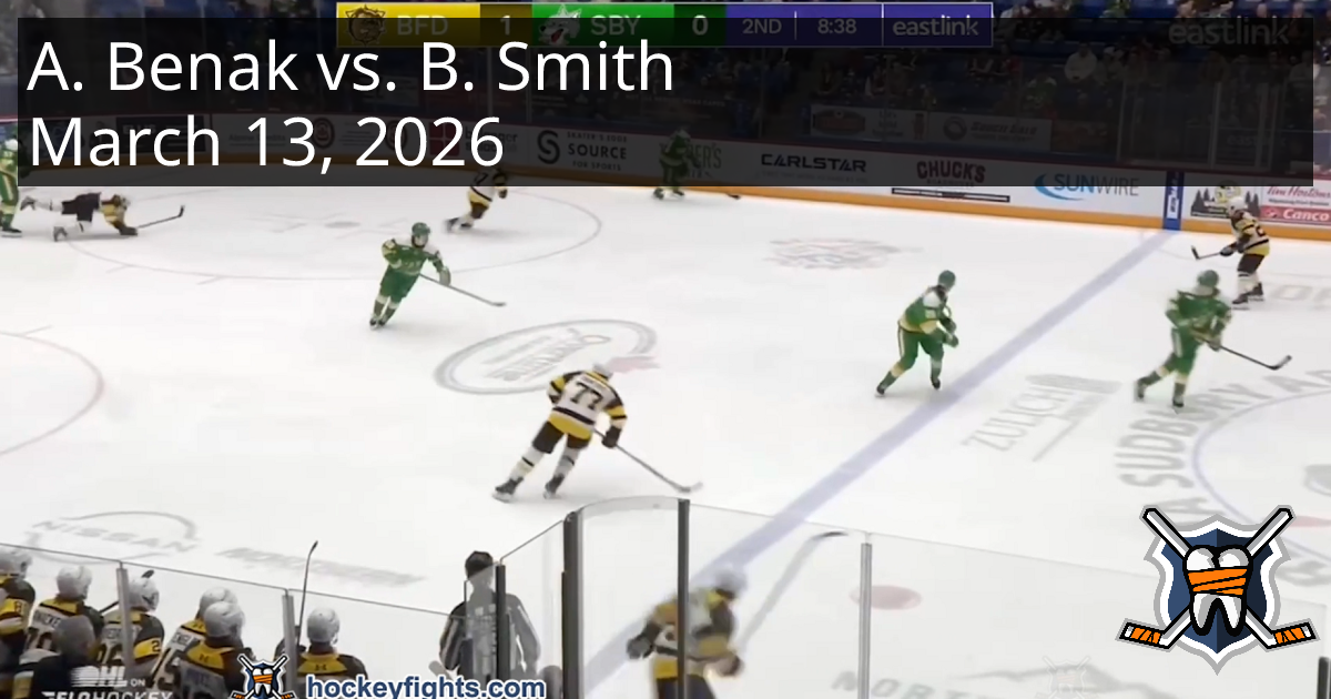 Adam Benak vs. Brady Smith, March 13, 2026 - Brantford Bulldogs vs ...