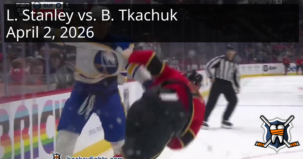 Logan Stanley vs. Brady Tkachuk, April 2, 2026 - Buffalo Sabres vs ...