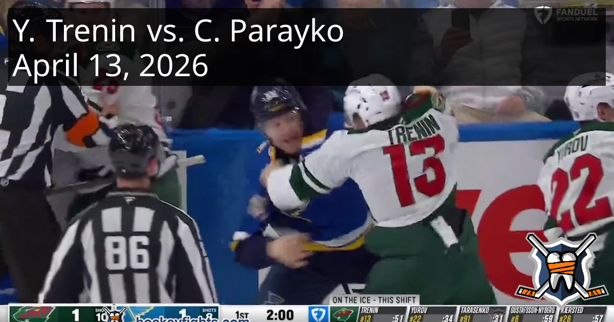 Yakov Trenin vs. Colton Parayko, April 13, 2026 - Minnesota Wild vs. St ...